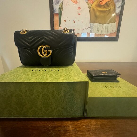 Gucci | Bags | Gucci Marmount Medium Sholder Bag And Matching Wallet ...